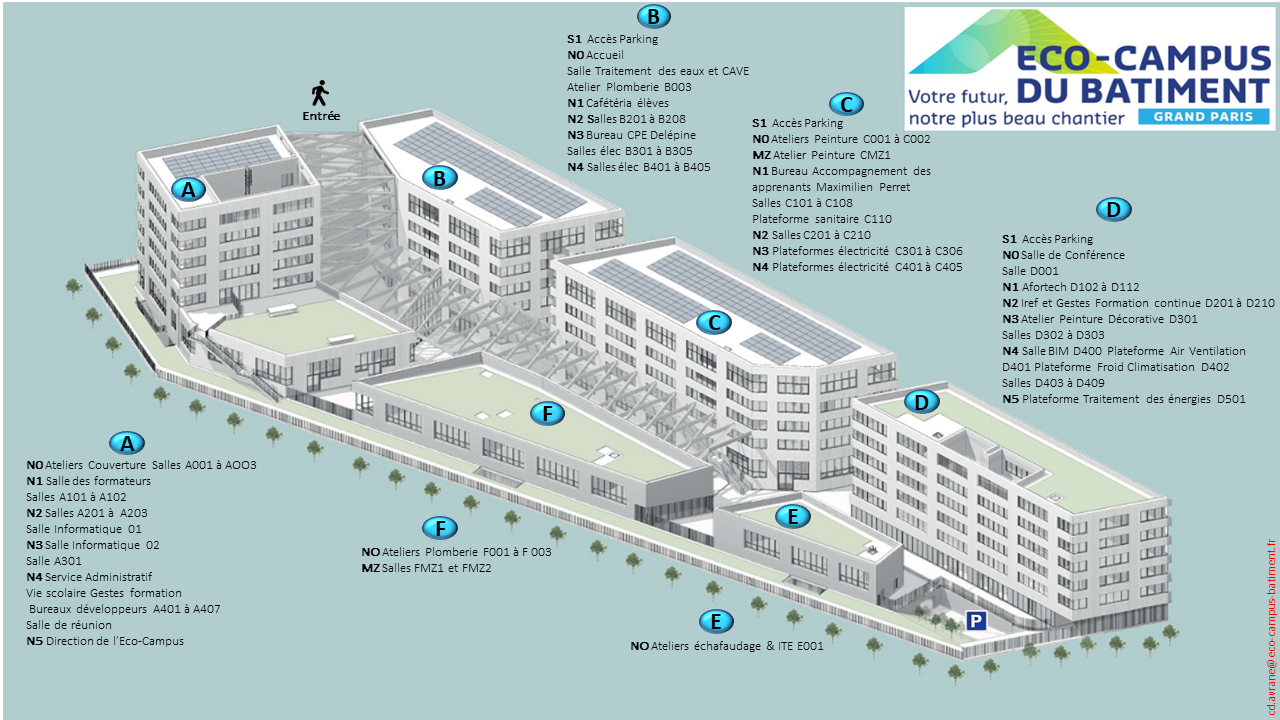 Plan de l'ECB - Eco-Campus du Bâtiment